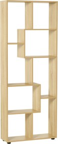 HOMCOM Moderní knihovna ve tvaru zig-zag 70D x 24Š x 178V cm Dřevotříska Přirozené dřevo