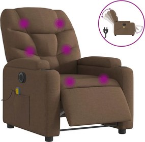 Elektrické masážní polohovací křeslo hnědé textil 3204588