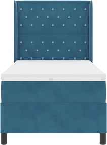 Postel s boxspringem s matrací s čelo Modrá 90 x 200 cm samet 3341940