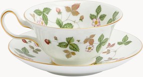 Šálek na čaj's podšálkem z kostního porcelánu Fine Bone China Wild Strawberry