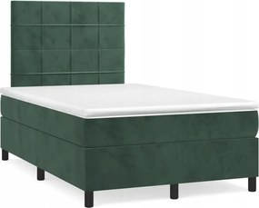 Box Spring Postel S Matrací Samet Tmavě Zelená Blok se čtverci 120 x 190