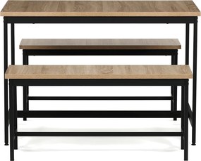 Jídelní set s 2 lavicemi, 110x60x75cm, mdf, dub, AUT-G1175 OAK