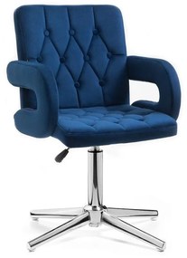LuxuryForm Židle BOSTON VELUR na stříbrném kříži - modrá
