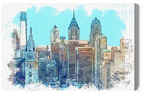 Obraz New York City Mrakodrapy S Akvarelem Nedostatek Nedostatek Plátno Canvas 100x70