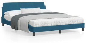 Rám postele s čelem modrý 160 x 200 cm samet