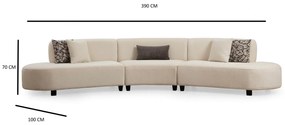 Atelier del Sofa Rohová sedací souprava Pars Cream (L1 + 01 + 1R) - Corner, Krémová