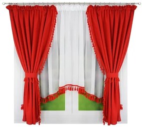 Luxusní hotová sada záclona Boho červeno-bílá 300x160 cm