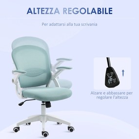 Ergonomická kancelářská židle Vinsetto s síťovaným opěradlem a polstrovaným sedákem, výškově nastavitelná, 65,5x61,5x88-97,5cm, modrá