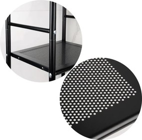 Erga Lexa, koupelnový kovový regál se 6 policemi 28x32,5x166,5 cm, černá matná, ERG-YKA-P.LEXA-BLK