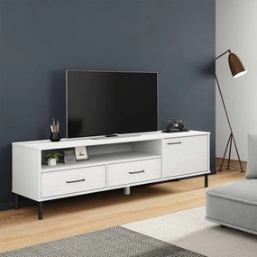 vidaXL TV skříňka s kovovými nohami masivní borové dřevo OSLO [351029] Barva: Bílá