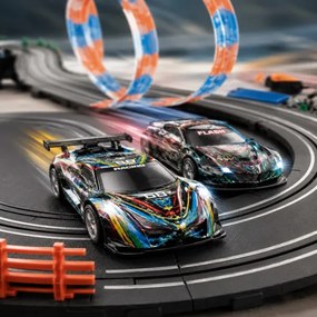 Svítící závodní autodráha se dvěmi auty - 600 cm