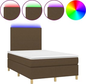 Box spring postel s matrací a LED tmavě hnědá 120x200 cm textil 3135264