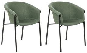 Sada 2 látkových jídelních židlí zelené AMES Beliani