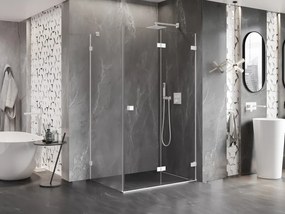 Mexen Lunar-F, sklápěcí sprchový kout pravý 95 x 70 cm, 8mm čiré sklo, bílý profil, 836-095-070-20-00-P