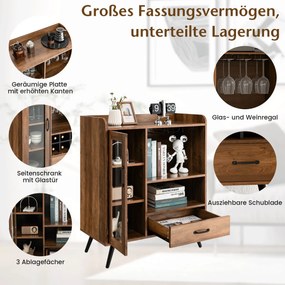 Costway Vinotéka pro domácí lihovinu skříň s dvířky a zásuvkou – 80 × 40 × 95 cm