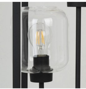 Podlahová lampa NOVALJA CAGE, 3x skleněné stínítko (1x grafitové, 1x čiré a 1x medové) v kovovém rámu