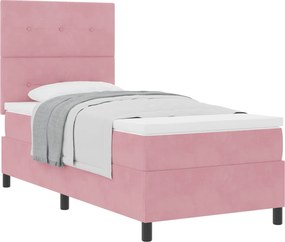 Postel s boxspringem s čelo Růžová 100 x 200 cm samet 3339817