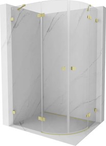 Mexen Lunar, půlkruhový sprchový kout naklápěcí doleva 100 x 70 cm, 8mm čiré sklo, zlatý matný profil, 833-100L-070P-55-00