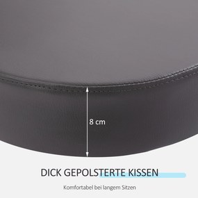 HOMCOM Rolovací stolička Výškově nastavitelná pracovní stolička s opěradlem, otočná salonní stolička z imitace kůže Šedá Ø35 x 72-84 cm pro masáže a …