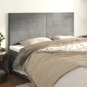 Čelo postele světle šedé 160x5x118/128 cm sametové 3116526