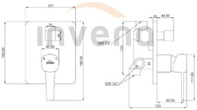 Invena Glamour Trend, podomítková sprchová/vanová baterie 2-výstupová, černá matná, BP-02-4K2-V