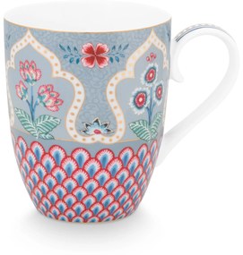 Pip Studio Flower Festival hrnek 350ml, červeno-modrý (hrnek z tenkostěnného porcelánu)