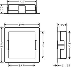 Hansgrohe XtraStoris Minimalistic - Výklenek do zdi 300x300x100mm, černá matná 56073670