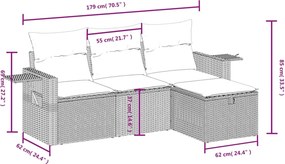 4dílná zahradní sedací souprava a podušky mix béžové polyratan 3263755