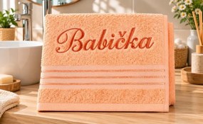 Bellatex Froté ručník kolekce Linie s výšivkou Babička 50x100 cm Babička Oranžová