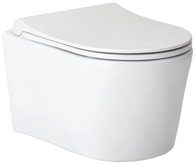 Cerano Puerto, závěsná WC mísa Rimless 500x350x290 mm + WC sedátko Taco s pomalým zavíráním, bílá lesklá, CER-CER-413231