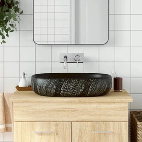 Umyvadlo na desku černé oválné 59 x 40 x 14 cm keramika 155102
