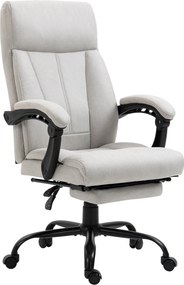 Kancelářská židle Vinsetto s masážní funkcí, ergonomická manažerská židle s výškově nastavitelnou opěrkou nohou, světle šedá pro kancelář a domácí ka…