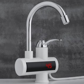 Erga Hiteo, LCD elektrický průtokový okamžitý ohřívač vody 3600W, chromová-bílá, ERG-YKA-BZ.HITEO