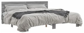 Rám postele šedý sonoma 200 x 200 cm kompozitní dřevo a kov