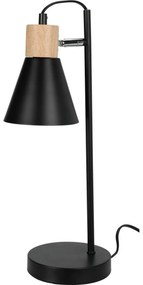 Kovová stolní lampa s dřevěným podstavcem Solano černá, 14 x 47 cm