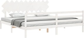 Rám postele s čelem bílý 200 x 200 cm masivní dřevo 3195307