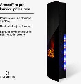 Klarstein Lamington, elektrický krb, 2000 W, LED plamen, teplovzdušné topení, časovač, osvětlení