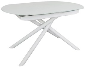 Bílý skleněný rozkládací jídelní stůl Kave Home Yodalia 130/190 x 100 cm