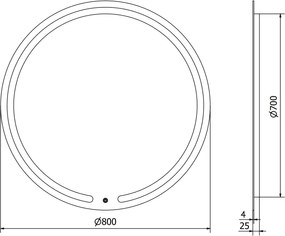 Mexen Rose, LED koupelnové zrcadlo s podsvícením 80x80 cm, 6000K, ochrana proti zamlžování, 9810-080-080-611-00