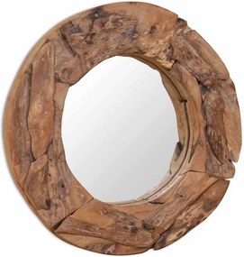 Dekorativní zrcadlo teak 60 cm kulaté 244560