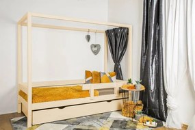 MAXIDO Dětská postel domeček Vali - jeden šuplík 200x90 - Přírodní