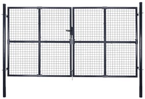 Zahradní plotová branka z pozinkované oceli - šedá | 289x150 cm