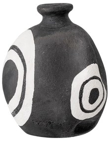Černá dekorativní váza z terakoty Bloomingville Mika, výška 14 cm
