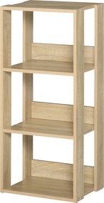 HOMCOM Dřevěná nástěnná knihovna se 3 policemi, proti převrhnutí, protiskluzové nohy, 40x29,2x87,9cm | Aosom