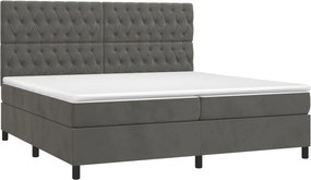 Box spring postel s matrací a LED tmavě šedá 200x200 cm samet 3136324