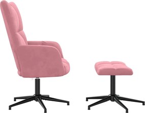 Relaxační křeslo se stoličkou růžové samet 328110