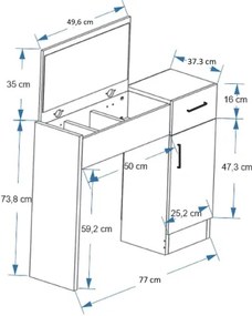 Toaletní stolek INCI 108,8x77 cm borovice atlantic/bílá