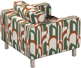 Potah na křeslo IKEA Karlstad, krátký barva zelená látka pletený vzor, vzorované