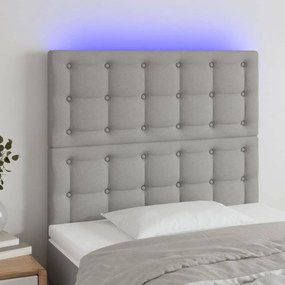 Čelo postele s LED světle šedé 100x5x118/128 cm textil 3122848