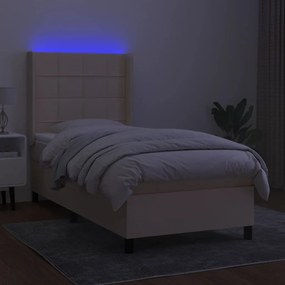 Box spring postel s matrací a LED krémová 100x200 cm textil 3138298